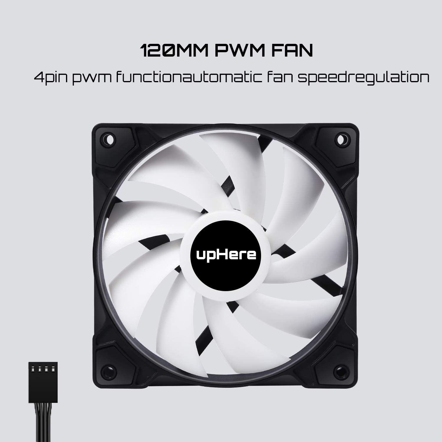 upHere 120mm PWM 4-Pin High Airflow Long Life Case Fan for PC Cases, CPU Coolers, and Radiators 3-Pack,SR12-BW4-3-US