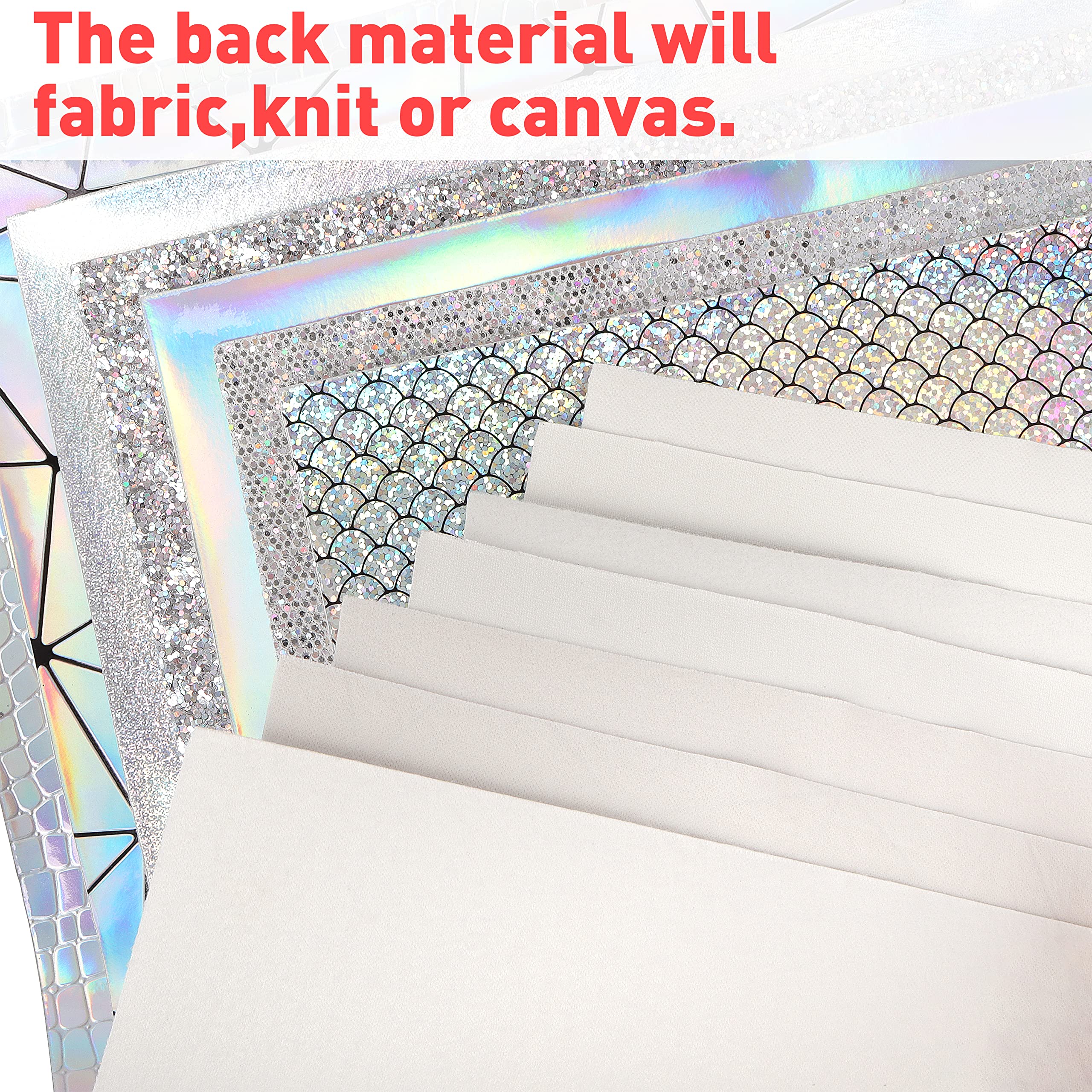 7Pcs 8x12Inch PU Silver Faux Leather Sheets for Crafts