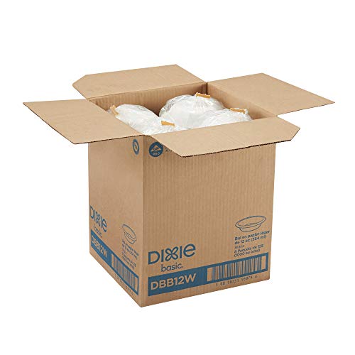 Dixie Basic 12Oz. Light-Weight Disposable Paper Bowls By GP PRO (Georgia-Pacific); White; DBB12W; 1000 Count (125 Bowls Per Pack; 8 Packs Per Case)