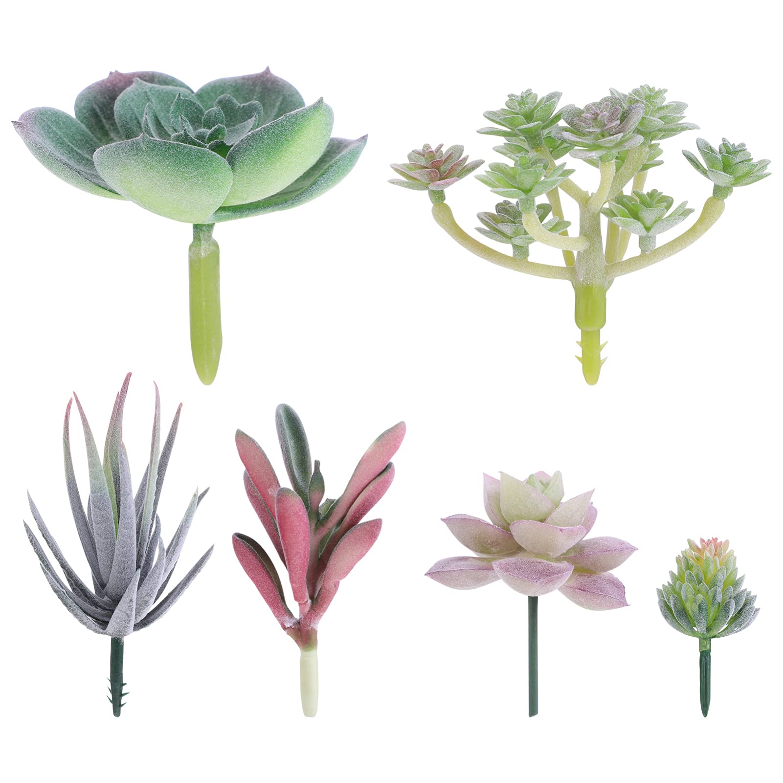 Kisangel 6Pcs Faux Succulents Artificial Simulation Succulents Cactus Artificial Potted Plants Cacti for Home Bonsai Decor Garden Greenery