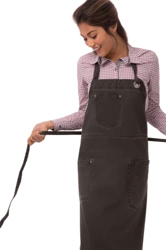 Chef Works Unisex Dorset Bib Apron, Pewter, One Size