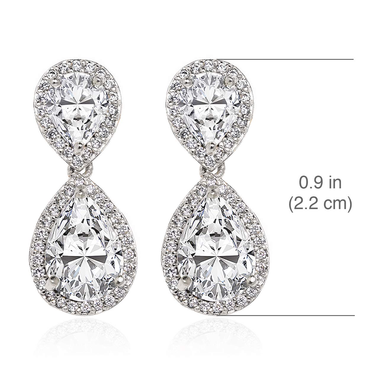 A+O Clip on Earrings - Teardrop Drop Dangle Earrings in Silver