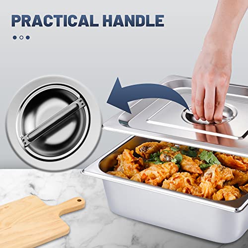BIEAMA 6-Pack Full Size Steam Table Pan Cover, Lid with Handle, NSF, Hotel Pan Cover, Catering Food Pan Cover