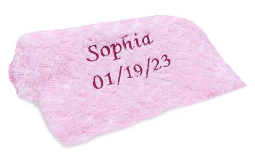 Lily and Page Personalized Baby Blanket - Pink Custom Baby Blanket for Baby Girl, Custom Name Fleece Blankets Cozy Plush Material, The Perfect Baby Gift