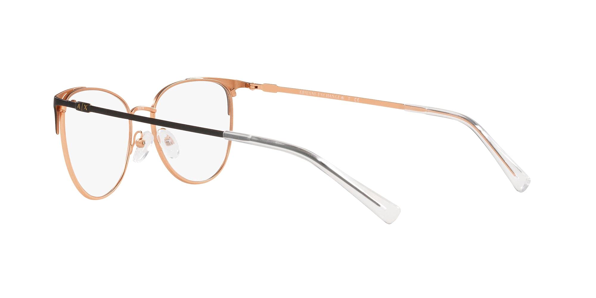 A|X ARMANI EXCHANGE Women's AX1034 Cat Eye Prescription Eyewear Frames, Matte Rose Gold/Black/Demo Lens, 52 mm