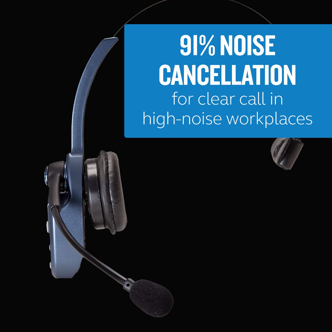 BlueParrott B250-XTS Bluetooth Headset with USB-A Charging, Noise Cancelling Headset, Long Battery Life, Easily Connect to Multiple Devices at Once