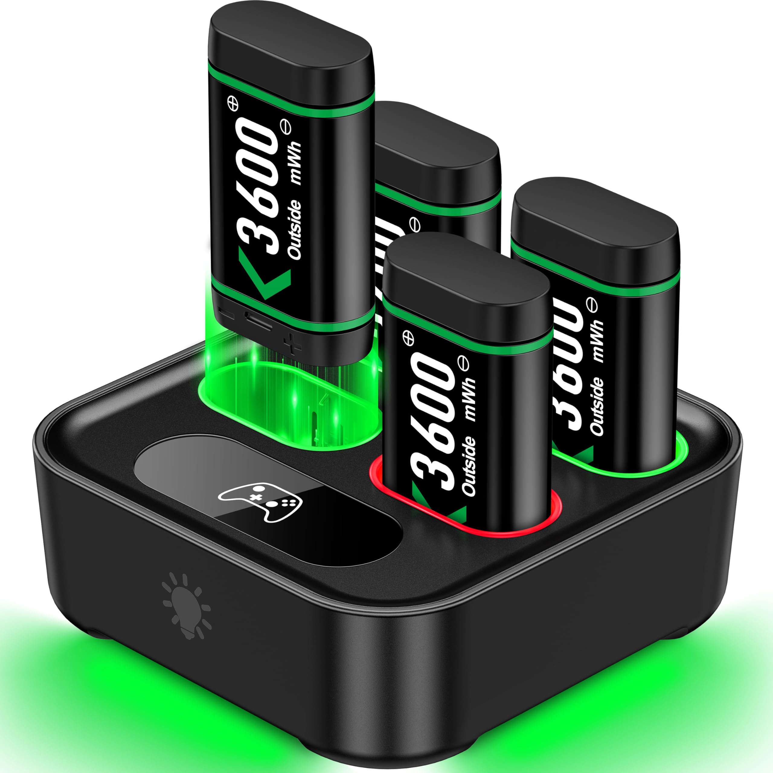 4x1200mAh Rechargeable Battery for Xbox One/Xbox Series X|S, Controller Battery Pack with Xbox One Charger Station for Xbox One/ S/ X/ Elite,Rechargeable Batteries with Xbox One/Series Accessories Kit