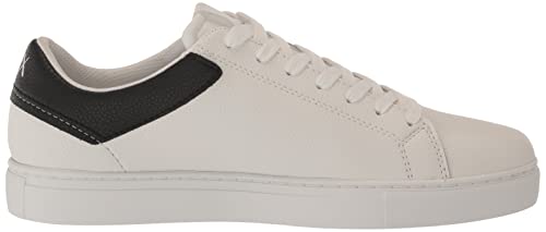 A|X Armani Exchange Men's Updated Leather Sidewall Logo Sneaker, Op.White+Black, 11