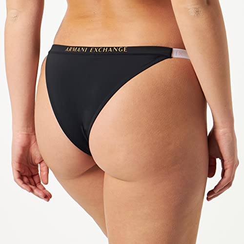 A|X ARMANI EXCHANGE Women's Standard Padded Basics by Armani Bikini Bottom, Nero/Bianco, Large