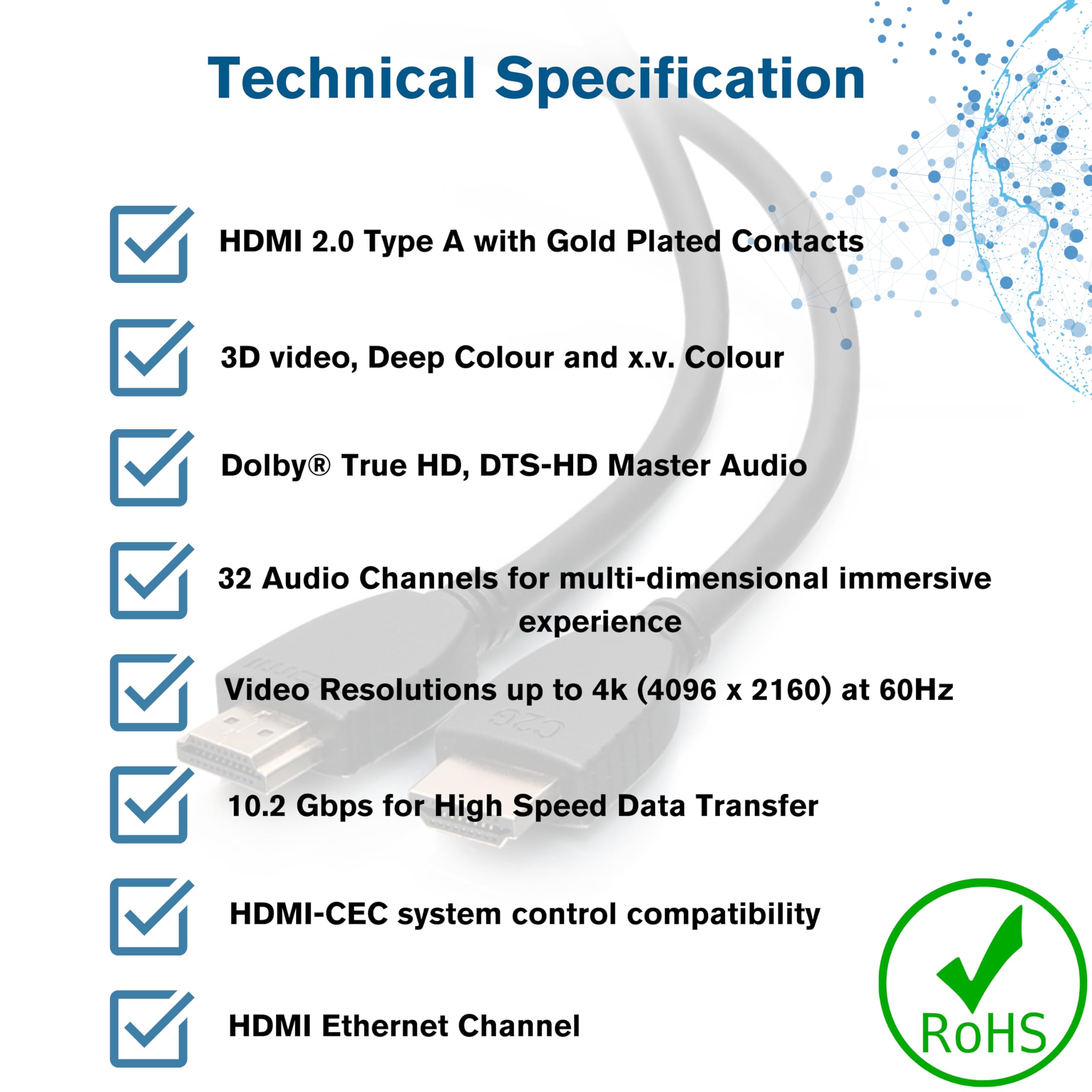 C2G Legrand Ethernet Cable, 4k High Speed HDMI Cable, Black In Wall HDMI Cable, 60 hz HDMI Cable, 4 Foot HDMI Cable, 1 Count, C2G 50608