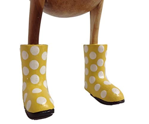 DCUK, The Duck Company - Natural Welly Ducklet - Spotty Yellow Boots - Large