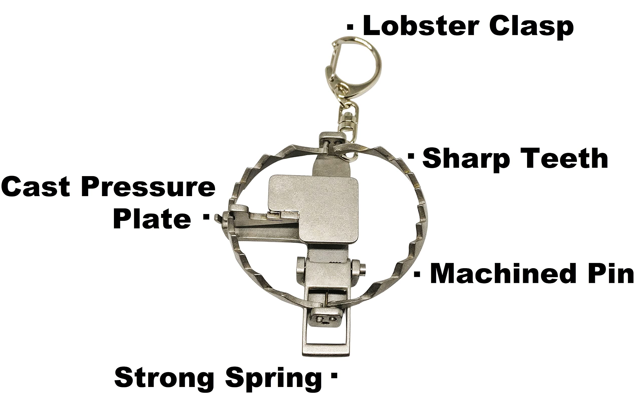Trappy - The Original MINI Bear Trap Keychain That Works - Silver,1 Pack