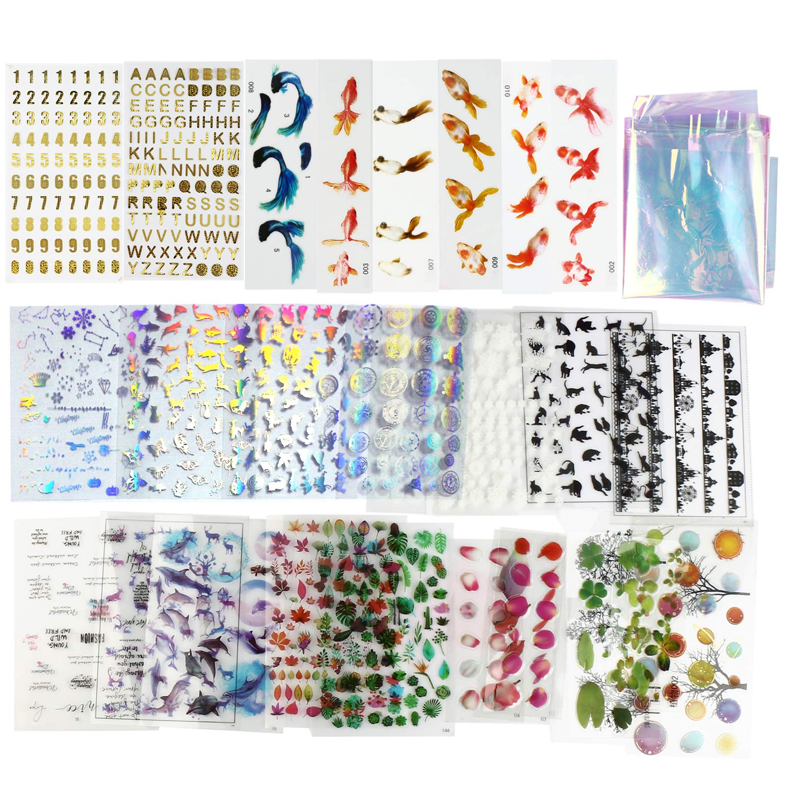 30 Sheets Resin Supplies Kit Transparent Decorate Stickers Silicone Resin Molds