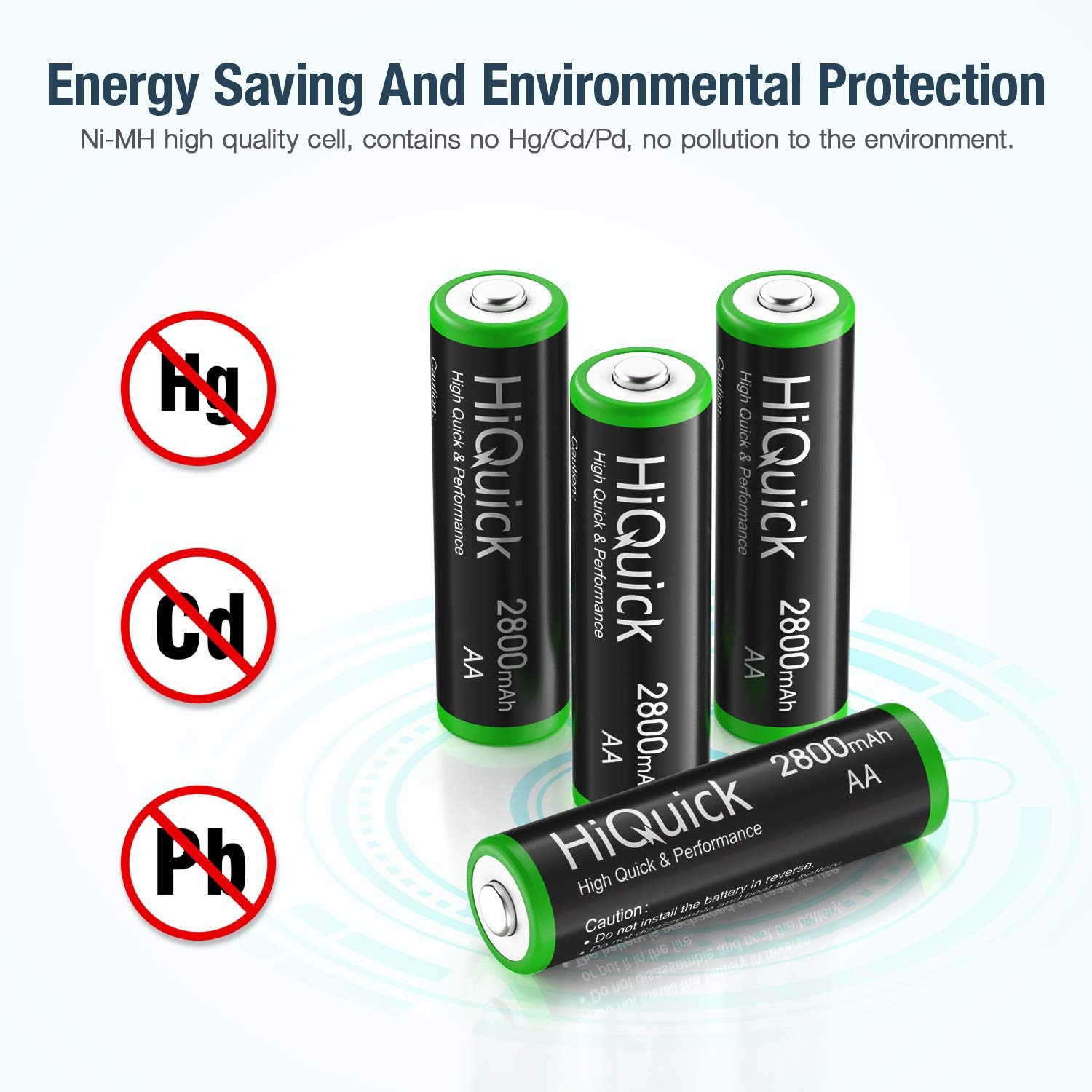 HiQuick AA AAA Rechargeable Batteries Combo - 2800mAh AA Rechargeable Batteries (4 Pack) and 1100mAh AAA Rechargeable Batteries (4 Pack), Performance 1.2V Ni-Mh Batteries