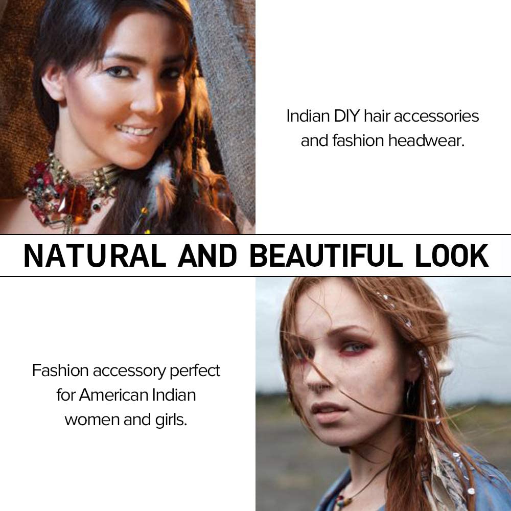 New Feather Hair Clip Extensions Handmade Feather Extension Tribal Feather Braided Beads Headdress 6 PCS
