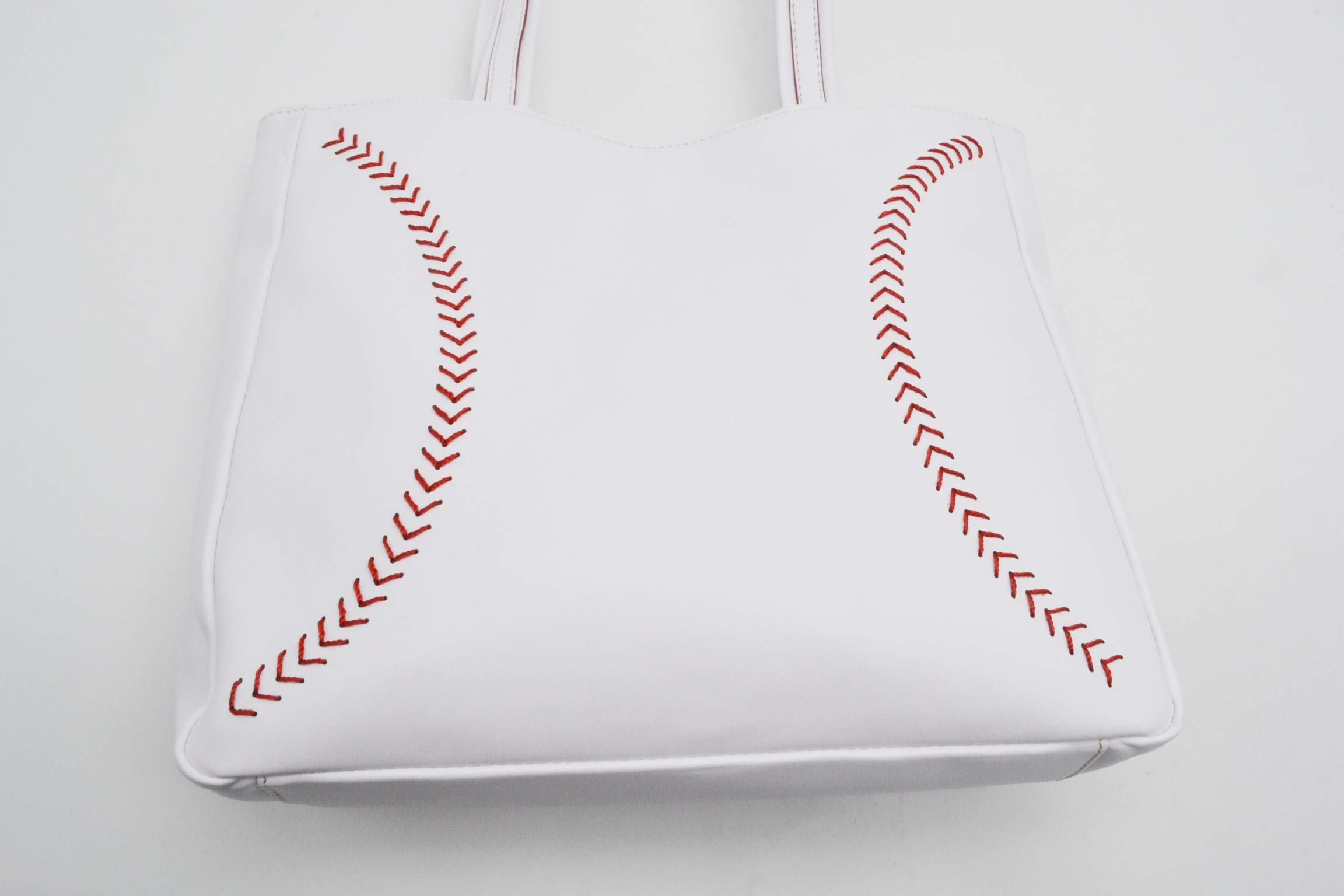 BallPark Leather White Leather Baseball Seam Purse