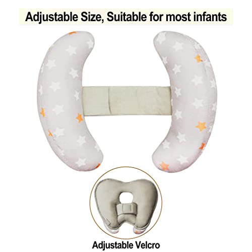 vocheer 2 in 1 Baby Travel Pillow, Baby Head Support Pillow Stroller Pillow with Banana Neck Pillow for Newborn,Light-Pink