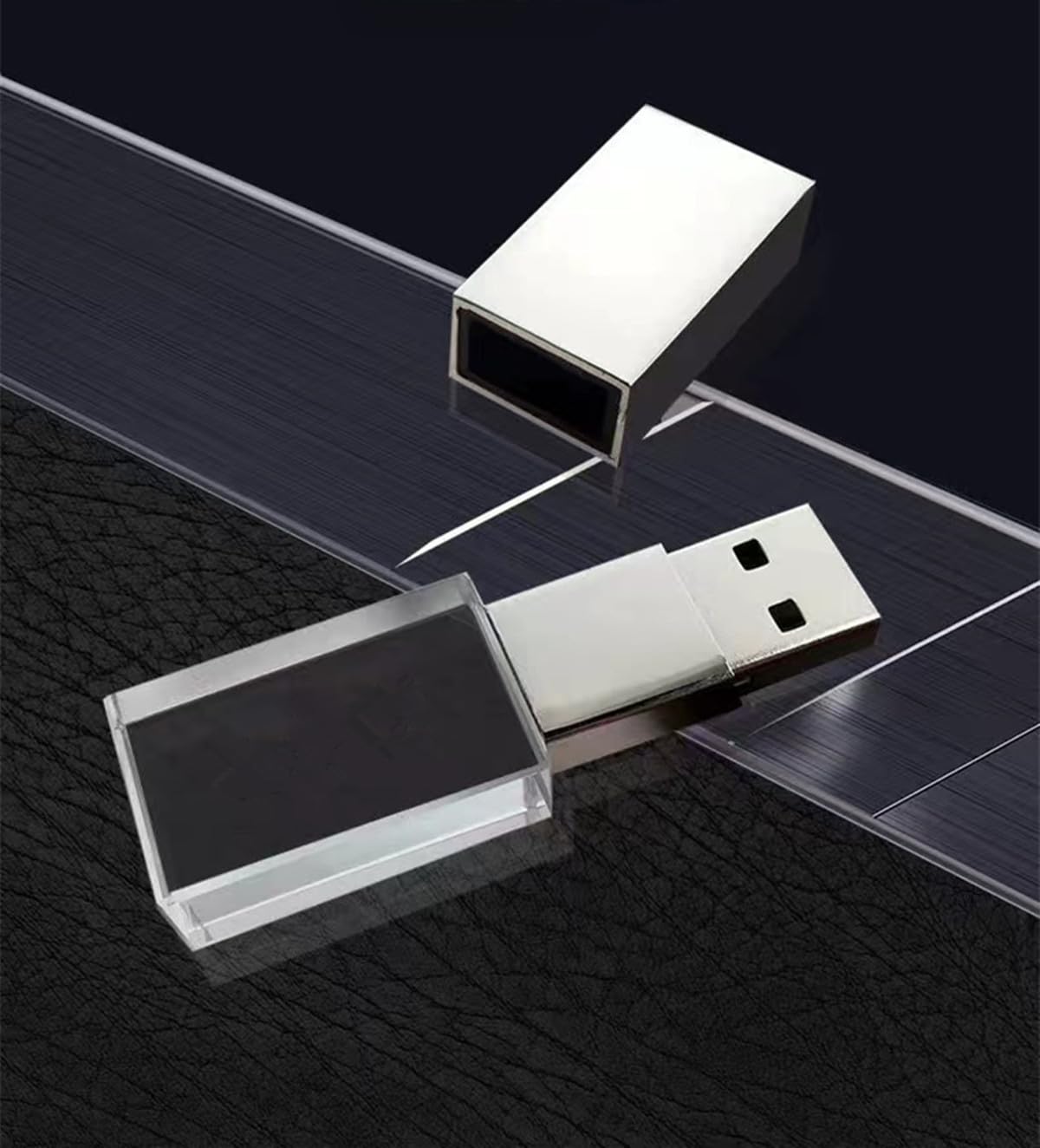 New Crystal Transparent Rectangle Genuine USB Flash Drive Wedding Gift Pen Drive,Silver