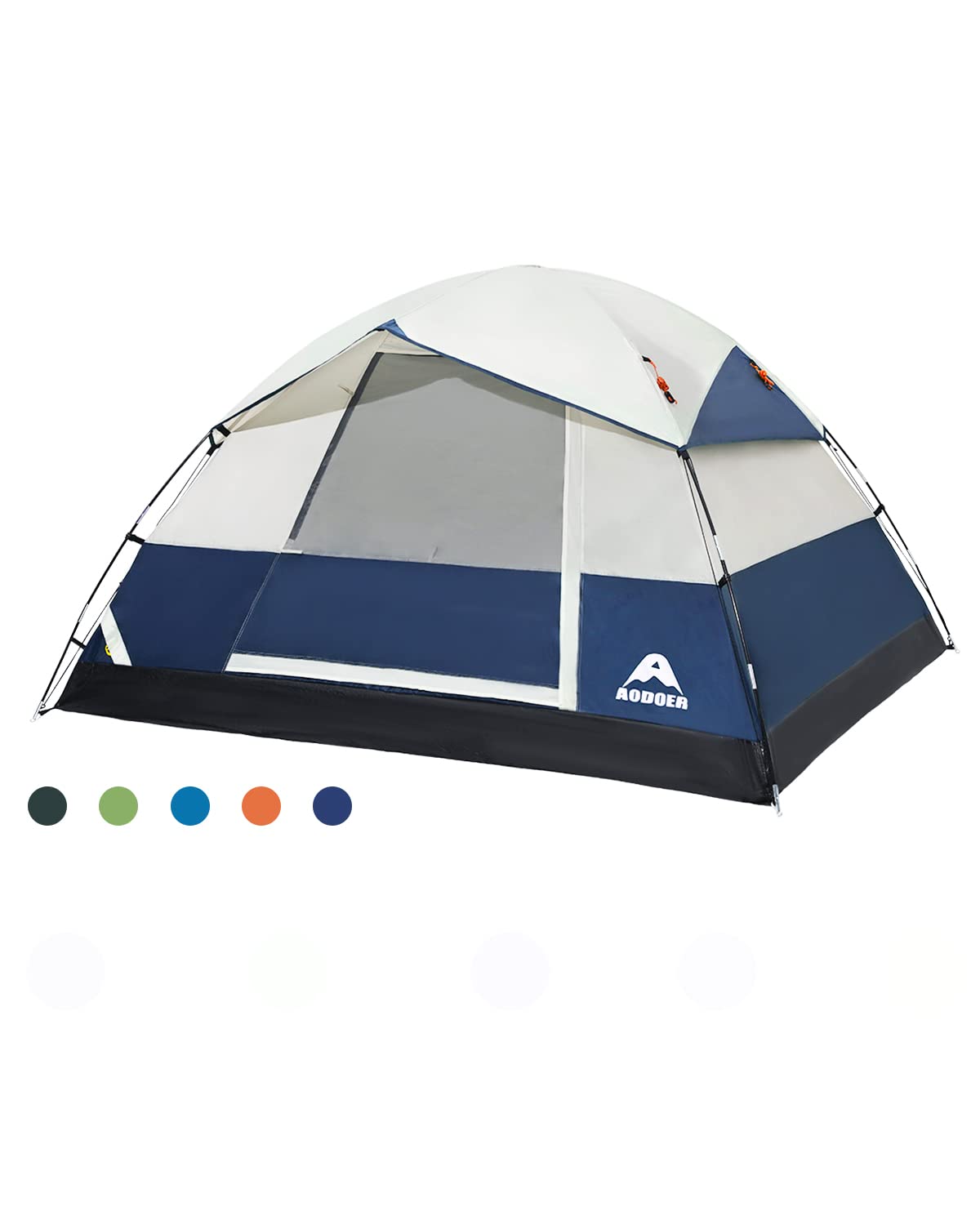 4 Person Tent with Removable Rain Fly, Waterproof Camping Tents Easy Setup, 3 Mesh Windows with Double Layer for Camp Backpacking Hiking Outdoor for 4 Seasons(Navy)