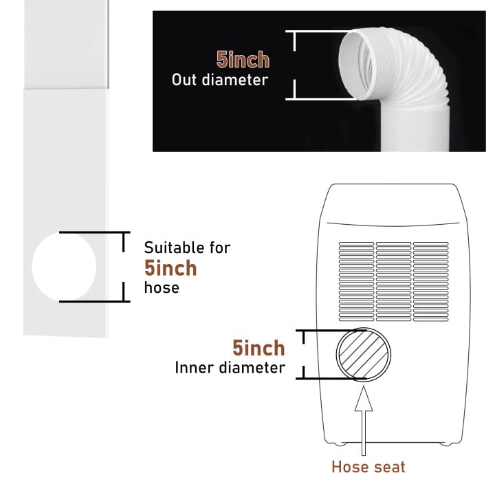 BJADE'S Window Seal Kit for Portable Air Conditioner of Exhaust Hose 5.1 Inch Diameter with Insulating Sealing Tape,Adjustable Portable AC Window Vent Kit for Sliding Glass Windows.