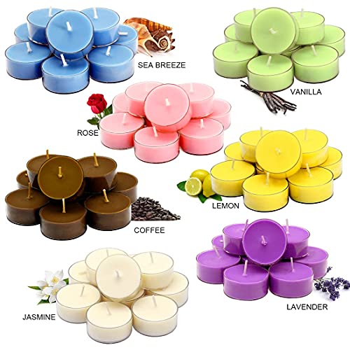 DEYBBY Scented Soy Tealights, Aromatherapy Soy Wax Candle Bulk|Clear Cup|12 Counts|Long Lasting|4 Hour Burn Time|Jasmine|for for Party and Home Decoration