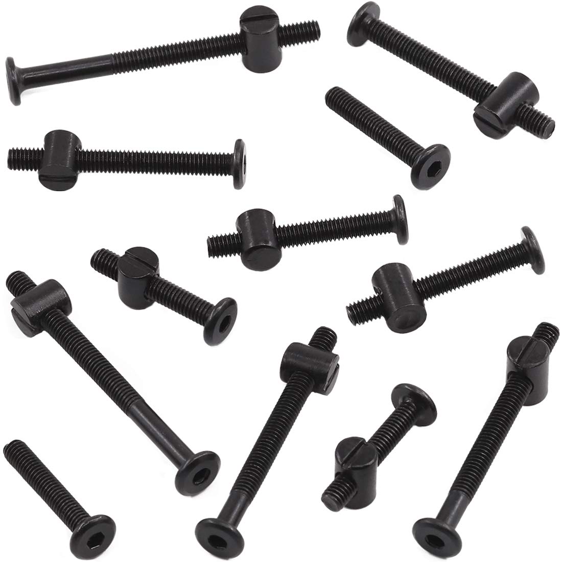 Rustark 121 Pcs Baby Bed Crib Screws Bolts Nuts Assortment Set M6 Hex Socket Head Cap Screws, Barrel Bolt Nuts Hardware Replacement Kit for Furniture Cots Beds Crib and Chairs (40mm-80mm)
