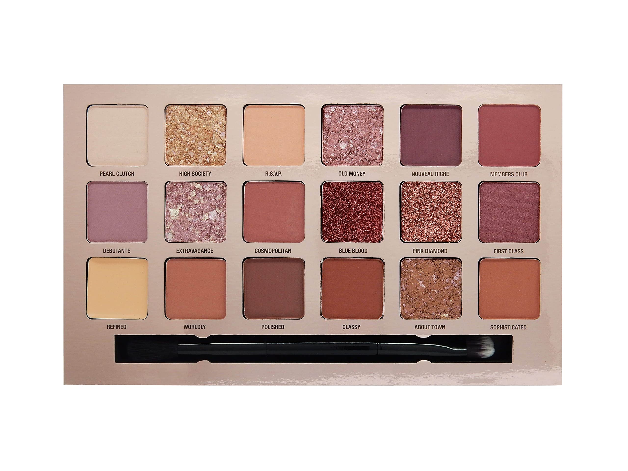 W7 Socialite Pressed Pigment Palette - 18 Pink Nude Colors - Flawless Long-Lasting Glam Makeup
