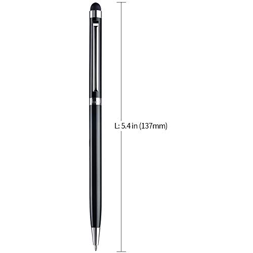 ChaoQ Stylus Pens for Touch Screens (5 Pcs), 2 in 1 Slim Capacitive Stylus Ballpoint Pens (Black Ink), with 10 Replaceable Rubber Tips (Black,Silver,Blue,Gold,Green)