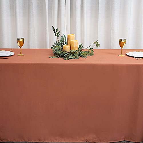 Balsa Circle 90x156-Inch Terracotta Rectangle Polyester Tablecloth Table Cover Linens for Wedding Party Events Kitchen Dining