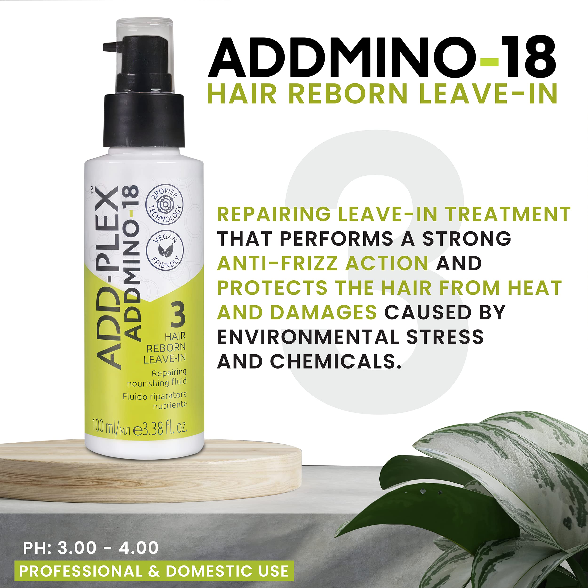 ADDMINO-18 Leave In Conditioner - Reborn Hair Conditioner with 18 Amino Acids - Deep Conditioner - 100 ml/3.38 fl. oz.