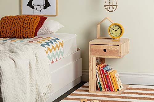 South Shore Furniture Sweedi Solid 1-Drawer Nightstand, Natural Wood, 15.75 in x 12.5 in x 19.75 in