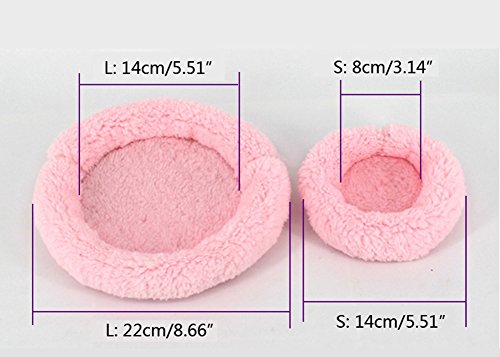 HongGun® Hamster nest, Hamster Bed Mat Circular Shaped Warm Soft Comfortable Washable PP+Velvet for Mice, Guinea Pigs and Other Small Animals (L, Pink)