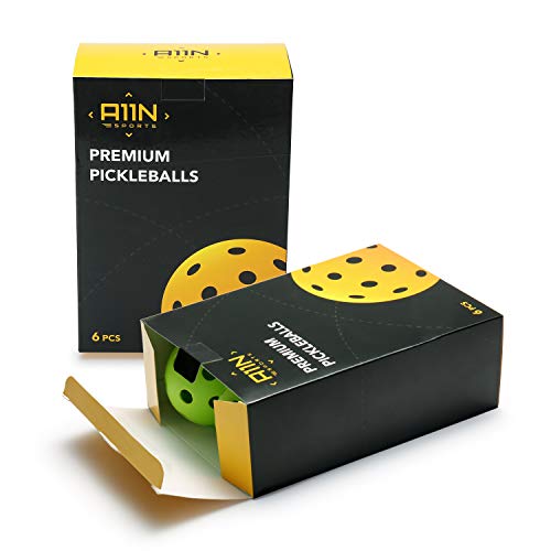A11N Premium 26 Holes Indoor Pickleball Balls, Durable and High Visibility Ball, Special Design for Indoor Courts (6 &12 Packs Available)- Bright Green