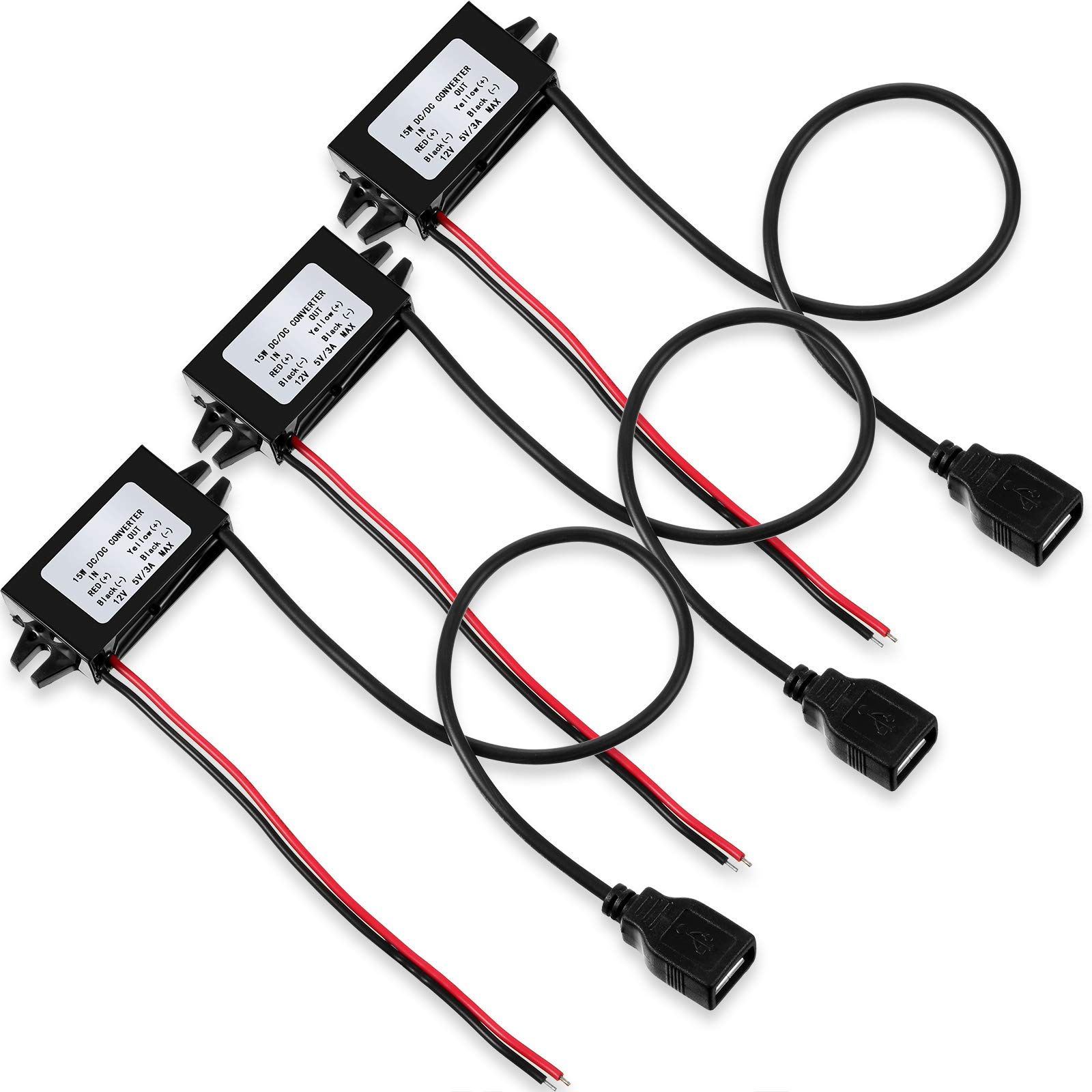 Weewooday 12V to 5V DC Converter Buck Module USB Output Power Adapter DC to DC Regulator Car Power Converter