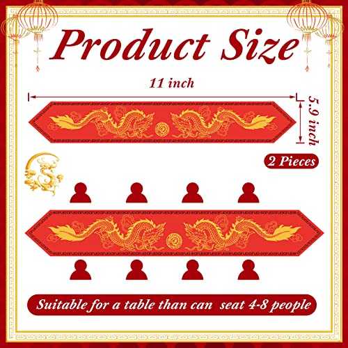 Chinese Dragon Printed Table Runner 11 Inch x 5.9 ft Dragon Table Decorations Asian Table Runner Chinese Party Decorations for Spring Festival Party Supplies Kitchen Dining Table Decoration (2 Pcs)