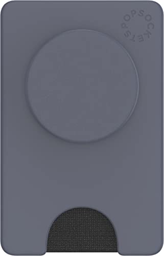 PopSockets Phone Wallet with Expanding Phone Grip, Phone Card Holder, Solid PopWallet - Shadow Blue