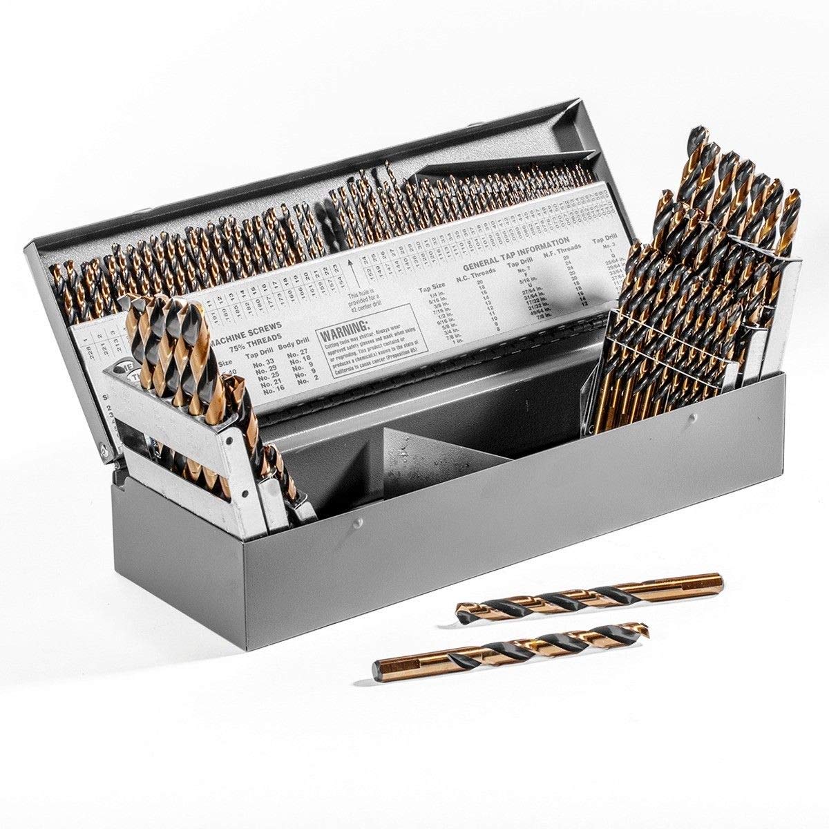 XtremepowerUS 115PC M35 Twist Jobber High-Speed Steel Cobalt Drill Set w/Indexed Storage Case