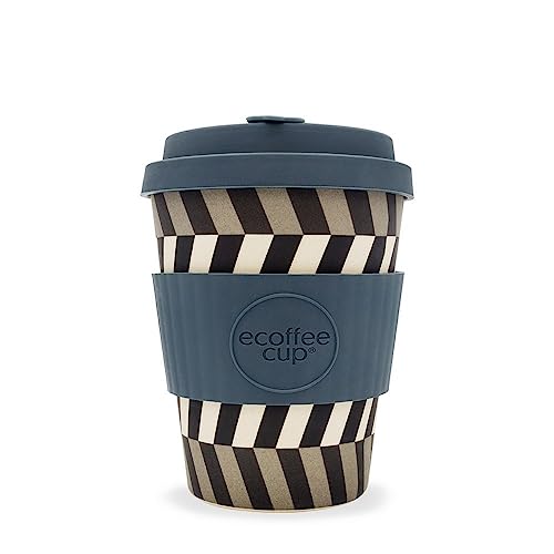 Ecoffee Cup 12oz 350ml Reusable Sustainable To-Go Travel Coffee Cups With No Leak Silicone Lid Tops, Made With Natural Bamboo Fibre, Look Into My Eyes