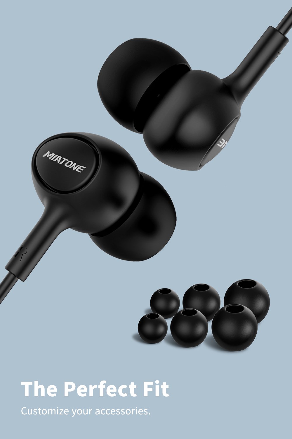 Earbuds, MIATONE Wired in- Ear Earbuds with Microphone, Dynamic Crystal Clear Sound Ergonomic Ear Buds Earphones Headphones for Android, BlackBerry - Black