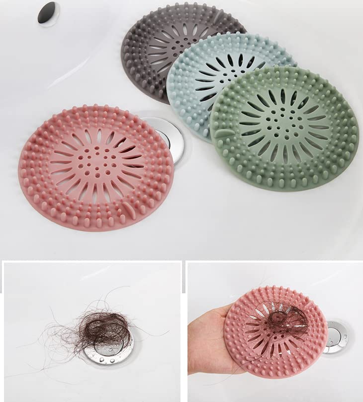 6 Pack Hair Catcher for Bathtub and Kitchen Shower Drains Hair Stopper Durable Silicone Easy to Install and Clean.