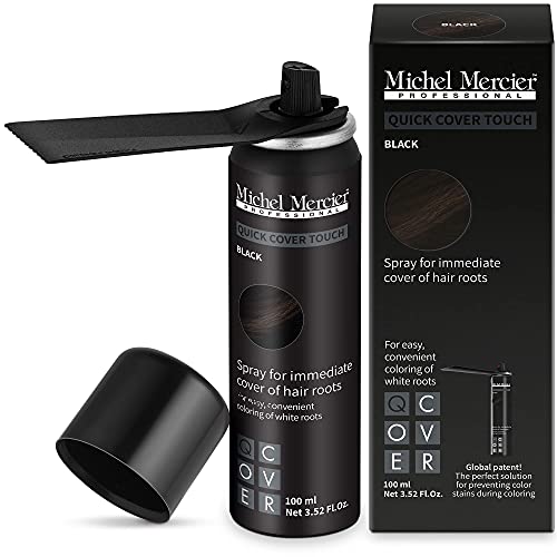 Michel Mercier Hair Root Touch Up Spray | No-Mess Instant Hair Dye with Unique Applicator | Natural Looking Hair Color (Black)