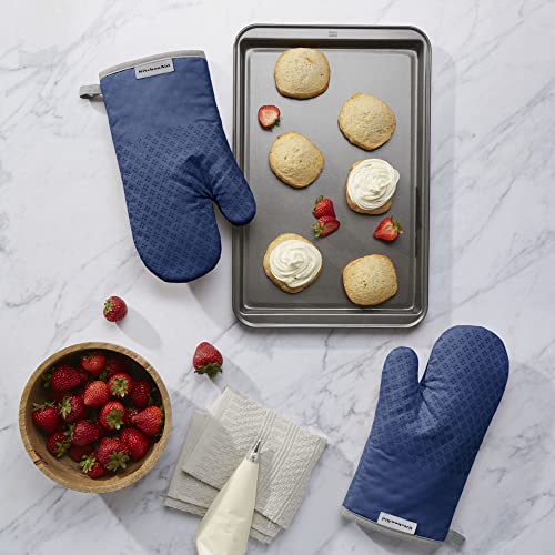 KitchenAid Asteroid Oven Mitt 2-Pack Set, Blue Willow, 7"x12.5"