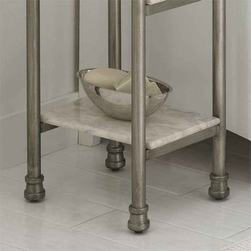 Home Styles The Orleans Three Tier Tower with Marble Laminate Shelves, Sturdy Powder-Coated Steel Frame