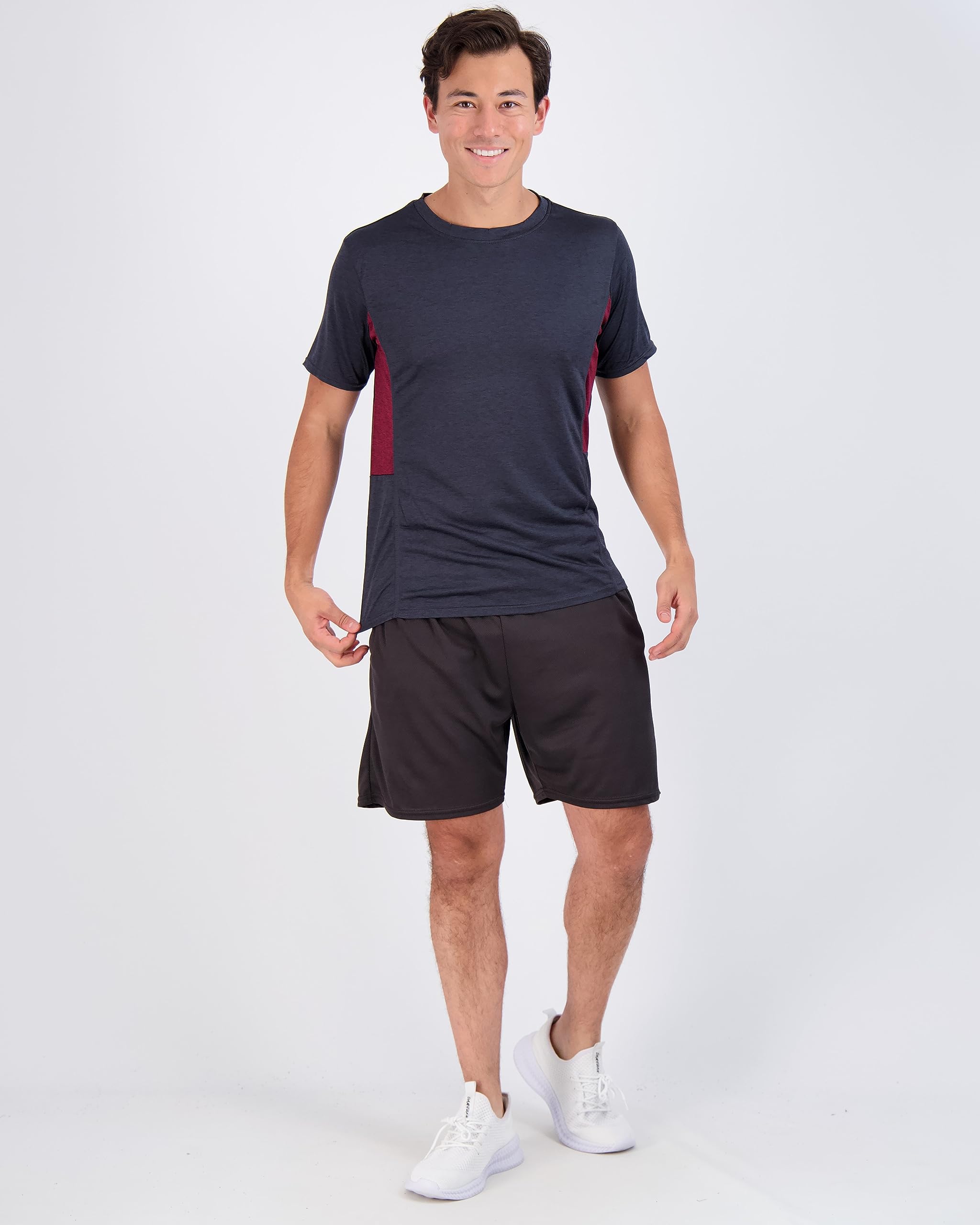 5 Pack Men’s Active Quick Dri Dry Fit Crew Neck T Shirts Athletic Running Gym Workout Short Sleeve Tee Tops Camisas para Hombres Summer