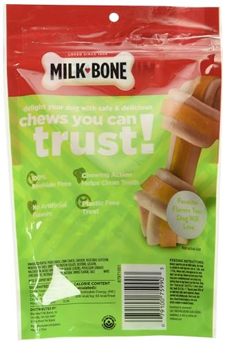 Milk-Bone GnawBones Rawhide Free Dog Chews with Real Chicken, 8 Long-Lasting Mini Dog Treats (Pack of 4)