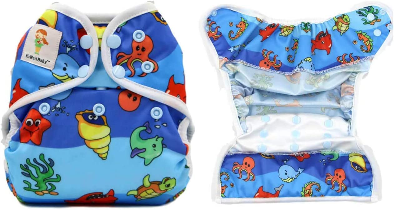 Kawaii Baby 6 Happy Leak-Free Cloth Diaper Covers, Double Waterproof Layer adjustable to fit babies 8-36 pounds (Happy Girl)