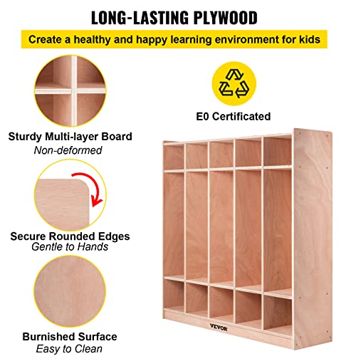 Happybuy 5-Section Classroom Coat Locker, 15mm Thickness Cubbies for Classrooms, Classroom Cubbies, Classroom Furniture with 4 casters for Home, School, Kindergarten