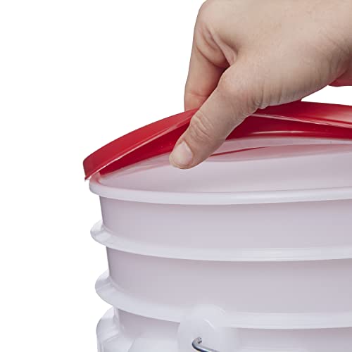 Hudson Exchange Car Wash, Dust Collector & General Use 7 Gallon Bucket with Red Lid, HDPE, Natural