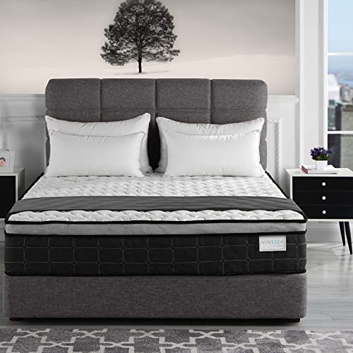 Novezza Home 12 Inch Hybrid Pillow-Top Mattress/Bed-in-a-Box/CertiPUR-US Certified Foam, King (NOVHM-P) White