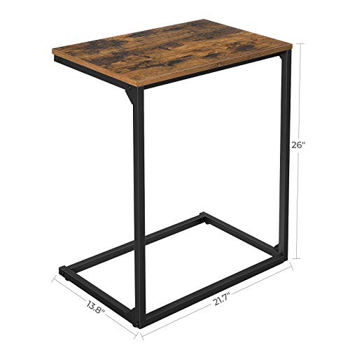 VASAGLE C Shaped End Sofa and Bed 21.7 Inches Side Table for Living Room, TV Tray, 13.8 x 21.7 x 26 Inches, Rustic Brown and Black